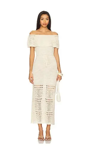 Line & Dot Wilda Crochet Sweater Dress - Ecru