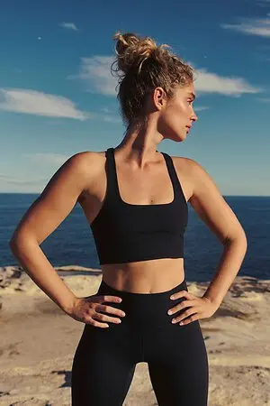 Free People Never Better Square Neck Sports Bra - Black