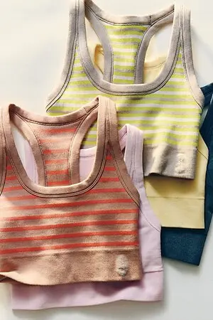 Free People Go To Striped Sports Bra Fruit Punch Combo