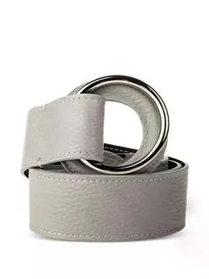 POCHE PARIS Leather Belt With Ring Hardware - White
