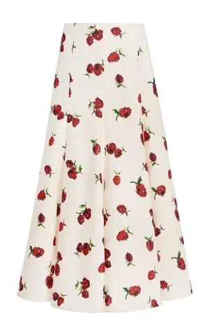 Khaite Lenno Ed Cotton-silk Midi Skirt - Print