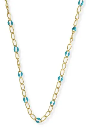 Argento Vivo Enamel Station Necklace - Gold/ Blue