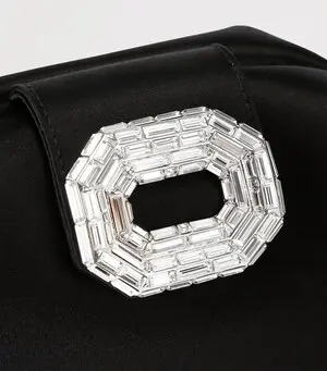 Amina Muaddi Satin Camelia Clutch