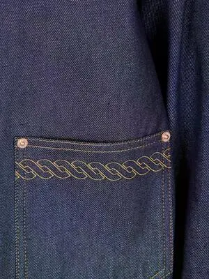 Drole De Monsieur Embroidered Denim Jacket - Blue