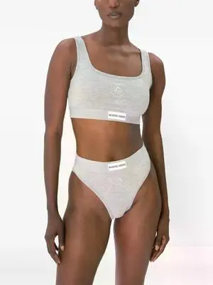 MARINE SERRE Moon-embroidered Sports Bra - Grey