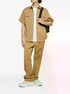 Moncler Cotton-blend Straight-leg Trousers - Neutrals