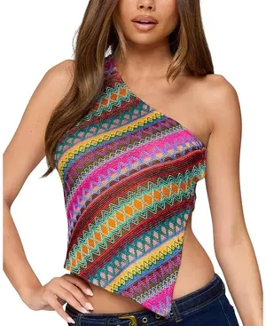 EDIKTED Ruelle Embroidered Asymmetric Knit Top