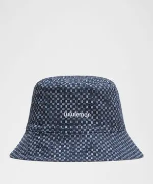 Lululemon Reversible Bucket Hat Grid Weave White Club Blue/starch Blue