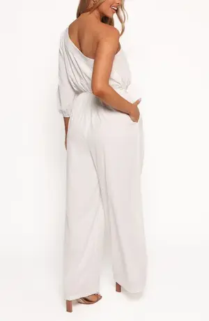 PETAL & PUP Hedda Asymmetric Jumpsuit - White