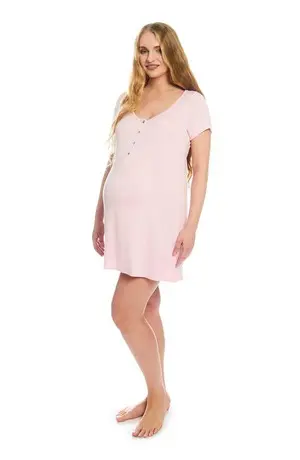 EVERLY GREY Carolyn During & After 4-piece Maternity/nursing Sleep Set For Mom & Baby - Carnation