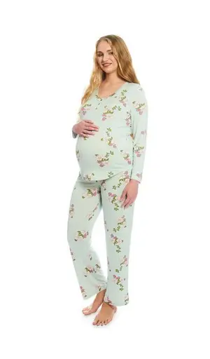 EVERLY GREY Laina During & After 2-piece Maternity/nursing Sleep Set - Peony