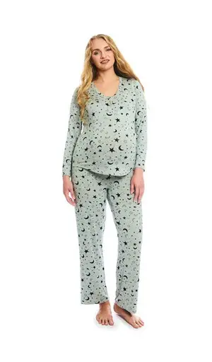 EVERLY GREY Laina During & After 2-piece Maternity/nursing Sleep Set - Twinkle Night
