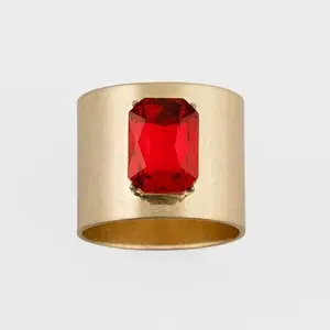 JOANNA BUCHANAN Single Gem Napkin Rings, Topaz Bright Red