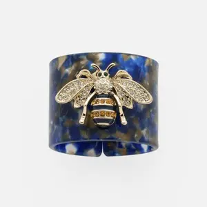 JOANNA BUCHANAN Stripey Bee Resin Napkin Rings - Blue