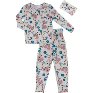EVERLY GREY Charlie Fitted Long Sleeve 3-piece Pajamas - Magnolia