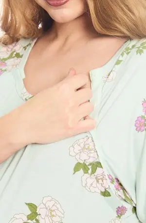 EVERLY GREY Rosa Maternity/nursing Hospital Gown - Peony