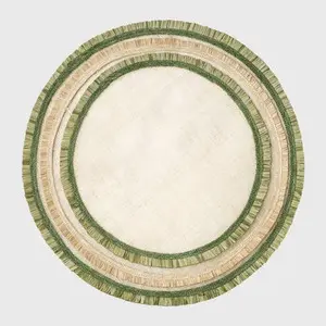 JOANNA BUCHANAN Ruffle Edge Straw Placemat - Green