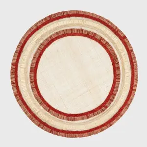 JOANNA BUCHANAN Ruffle Edge Straw Placemat Red