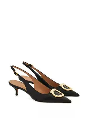FERRAGAMO Maxi Gancini Slingback Pumps - Black