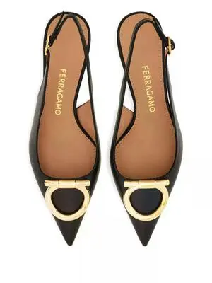 FERRAGAMO Maxi Gancini Slingback Pumps - Black