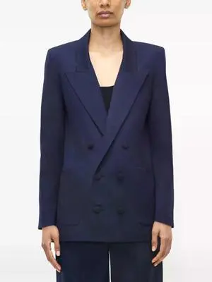 Adam Lippes Wool Double-breasted Blazer - Blue