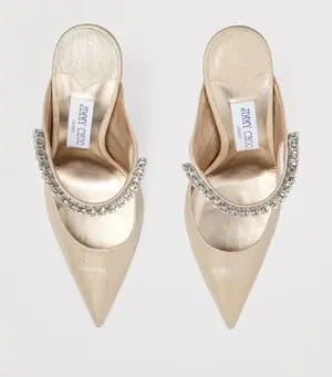 JIMMY CHOO Bing 100 Calfskin Heeled Mules - Gold