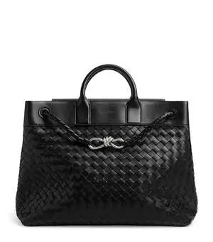 Bottega Veneta Leather Andiamo Voyager Cross-body Bag - Grey