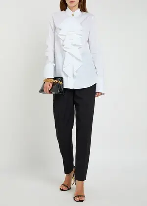 Balmain Ruffled Cotton-poplin Blouse