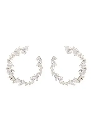 CZ BY KENNETH JAY LANE Crystal-embellished Rhodium-plated Drop Earrings - Silver