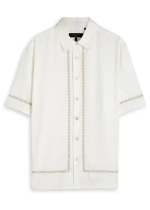 Rag & Bone Dalton Embroidered Woven Shirt - Ecru