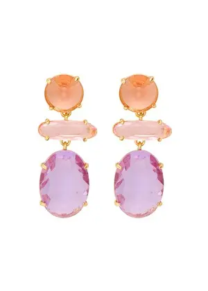 KENNETH JAY LANE Crystal-embellished 22kt -plated Drop Earrings - Gold