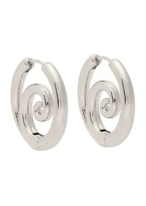 KENNETH JAY LANE Swirl Rhodium-plated Hoop Earrings - Silver