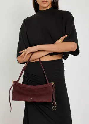 Alaïa East West Nubuck Shoulder Bag - Burgundy