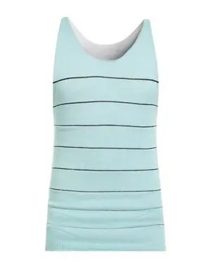 MESSAGERIE Striped Linen, Viscose, Cotton Tank Top - Blue
