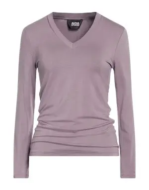 Alpha Studio Viscose & Elastane V-neck Long Sleeve T-shirt