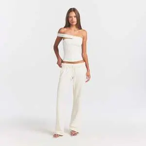 SKIMS French Terry Straight Leg Pants - Ecru