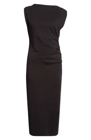 Vince Pima Cotton Cowl Neck Midi Dress - Black