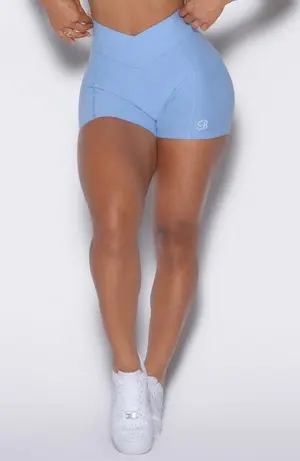 BOMBSHELL SPORTSWEAR High Waisted Scrunch Butt Shorts - Bright Hydrangea