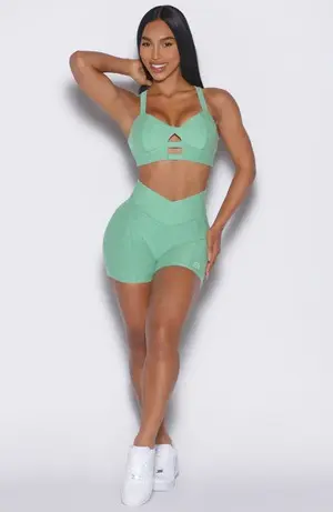 BOMBSHELL SPORTSWEAR High Waisted Scrunch Butt Shorts - Sage