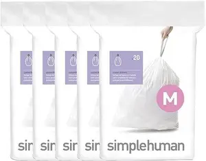 SIMPLEHUMAN Code M Custom Fit Liners With Quick Dispense Packs 100 Liners