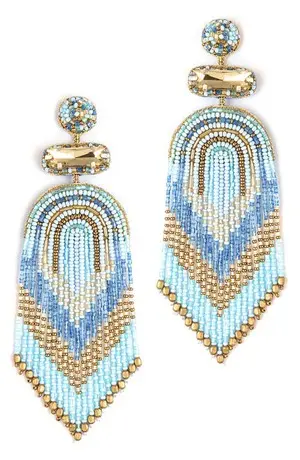Deepa Gurnani Ishani Beaded Drop Earrings - Baby Blue