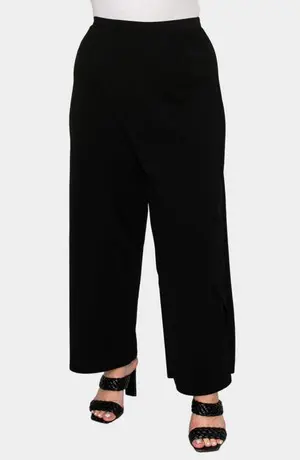 L I V D Ivy Faux Wrap High-waisted Pants - Black