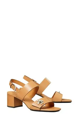 Tory Burch T Lock Block Heel Sandal - Camello
