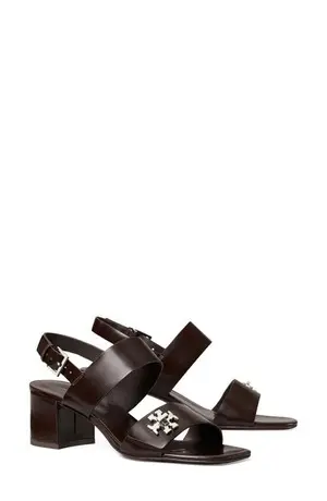 Tory Burch T Lock Block Heel Sandal - Dark Cocoa