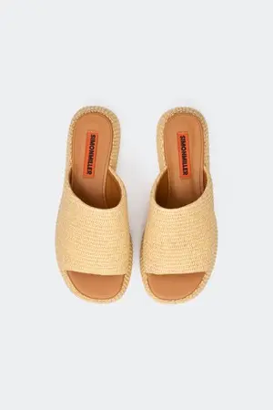 SIMONMILLER Raffia Platform Slides - Natural