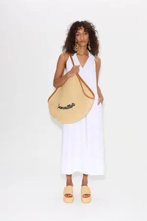SIMONMILLER Raffia Cloudy Platform Slide Sandal - Natural