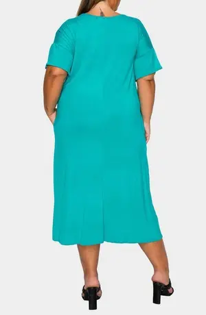 L I V D Olivia Short Sleeve Midi Dress - Jade
