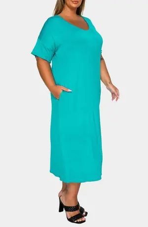 L I V D Olivia Short Sleeve Midi Dress - Jade