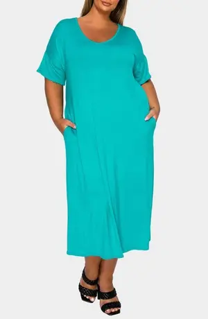 L I V D Olivia Short Sleeve Midi Dress - Jade