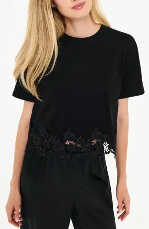 Cami Nyc Keanu Lace Hem T-shirt - Black